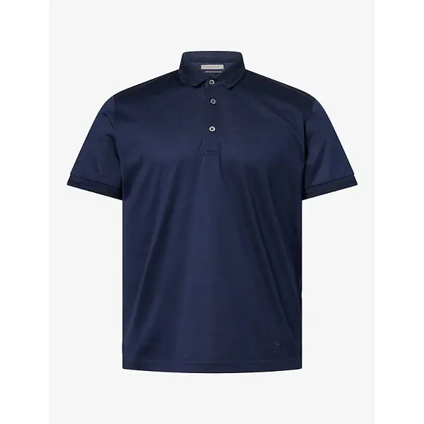 Corneliani Knitted-collar Mercerized Cotton Polo T-shirt