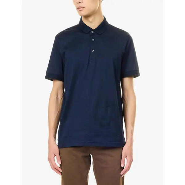 Corneliani Knitted-collar Mercerized Cotton Polo T-shirt