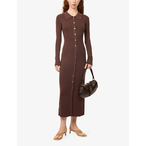 4TH & RECKLESS Taye Button-up Knitted Midi Dress