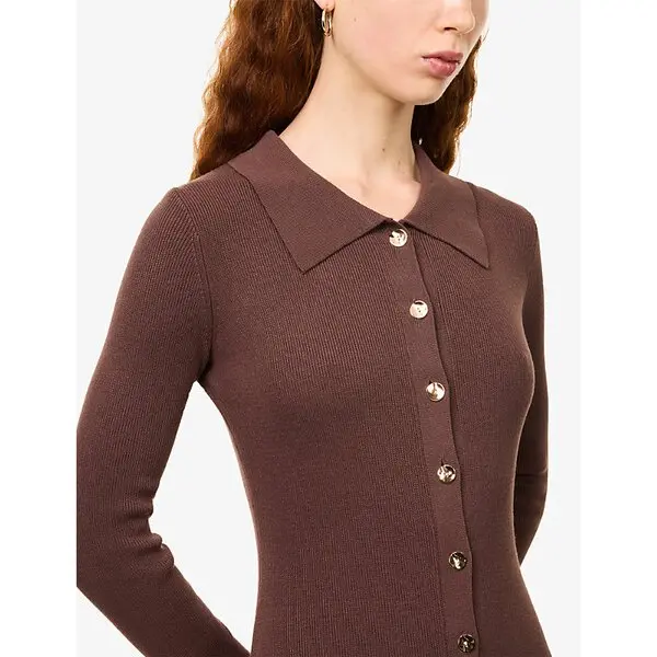 4TH & RECKLESS Taye Button-up Knitted Midi Dress