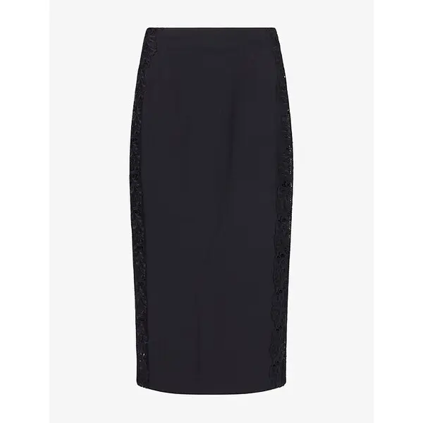 ROTATE BY BIRGER CHRISTENSEN Lace-panel Crepe Midi Skirt
