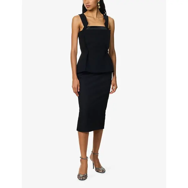 ROTATE BY BIRGER CHRISTENSEN Lace-panel Crepe Midi Skirt