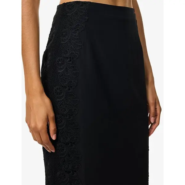 ROTATE BY BIRGER CHRISTENSEN Lace-panel Crepe Midi Skirt