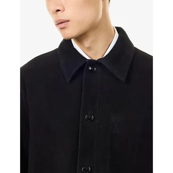 AMI Paris Suede Jacket With Embossed Logo