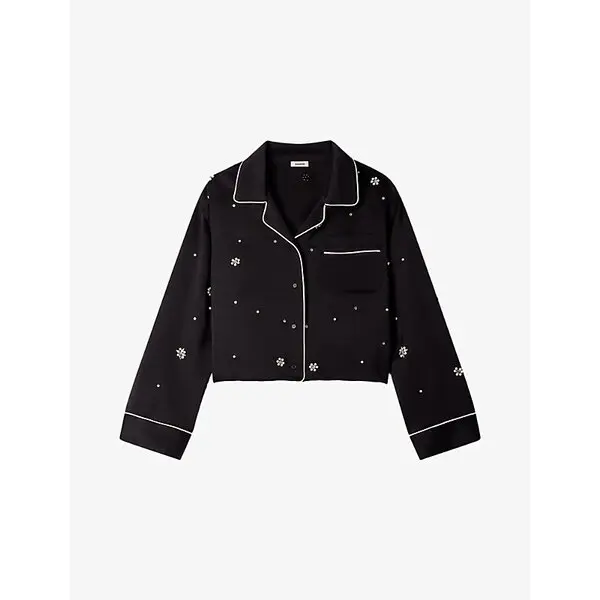 Sandro Beaded Relaxed-fit Woven Shirt