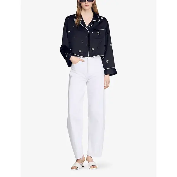 Sandro Beaded Relaxed-fit Woven Shirt