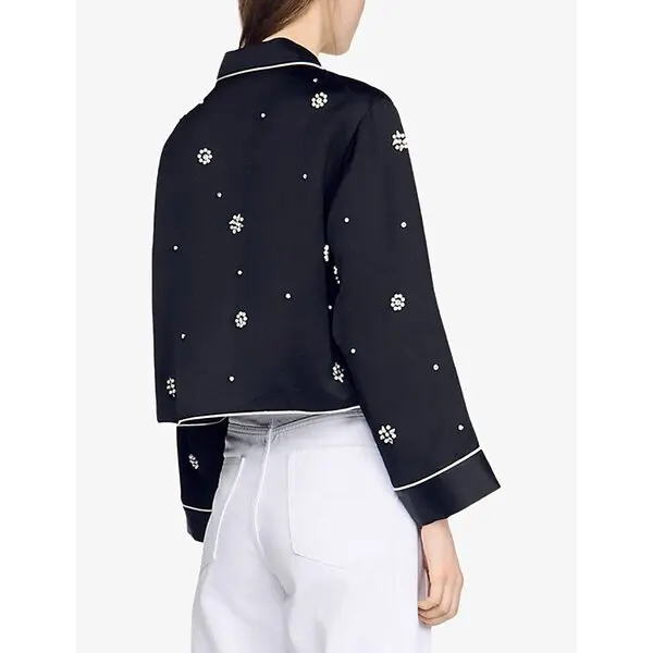 Sandro Beaded Relaxed-fit Woven Shirt