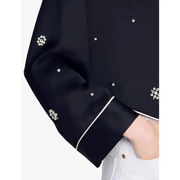 Sandro Beaded Relaxed-fit Woven Shirt