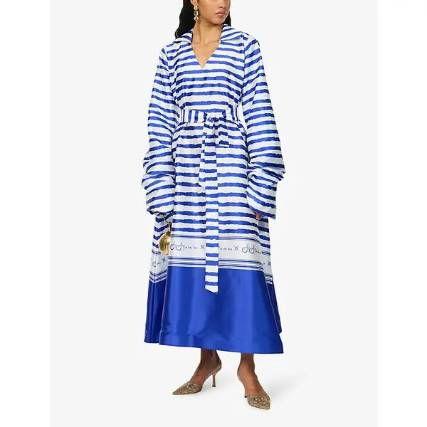 ARAM Striped Relaxed-fit Satin Kaftan