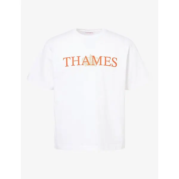 THAMES Logo-print Embroidered Cotton T-shirt