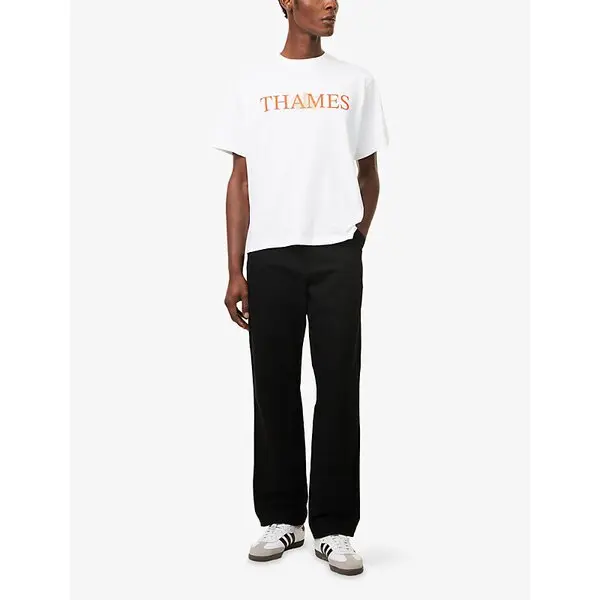 THAMES Logo-print Embroidered Cotton T-shirt