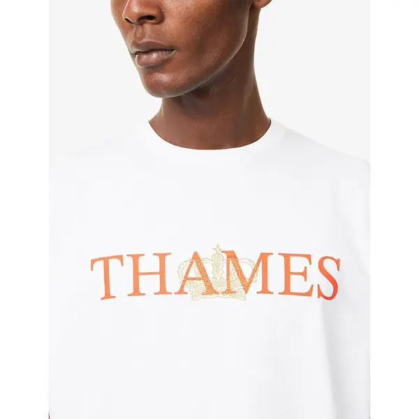 THAMES Logo-print Embroidered Cotton T-shirt