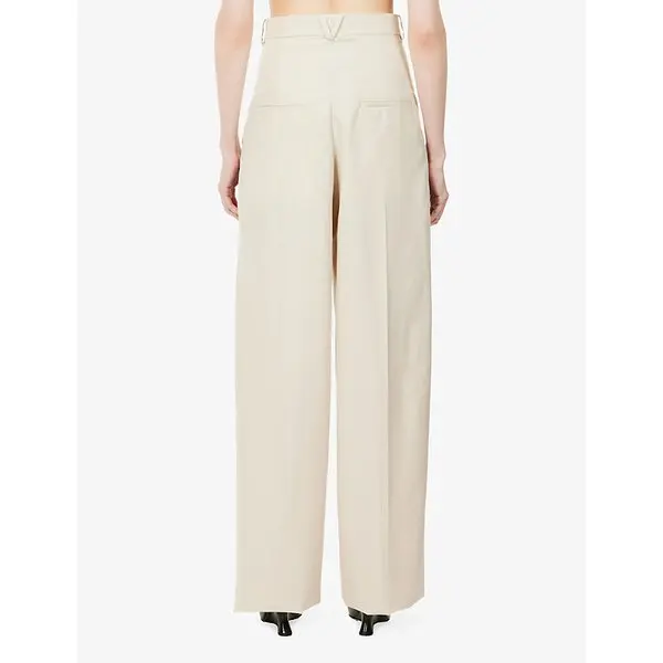 Bottega Veneta Pinstripe Pleated Wool-blend Trousers - Beige/light Blue