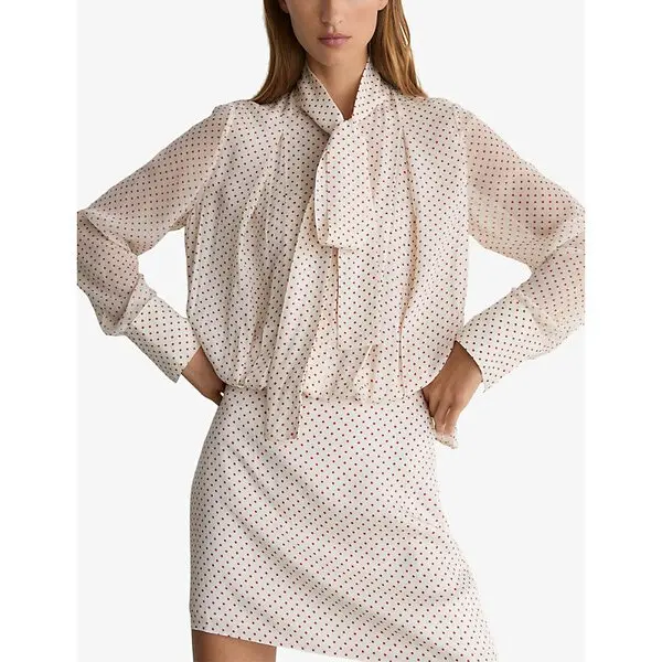 REISS Dottie Polka-dot Woven Mini Dress