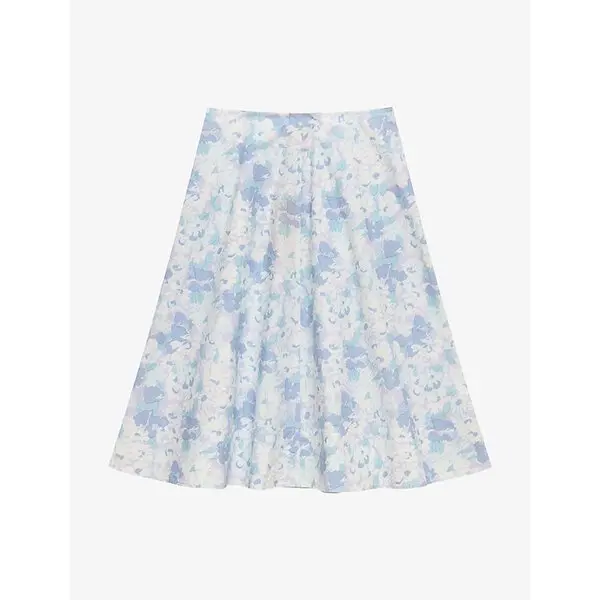 Marni Floral Print Cotton Midi Skirt