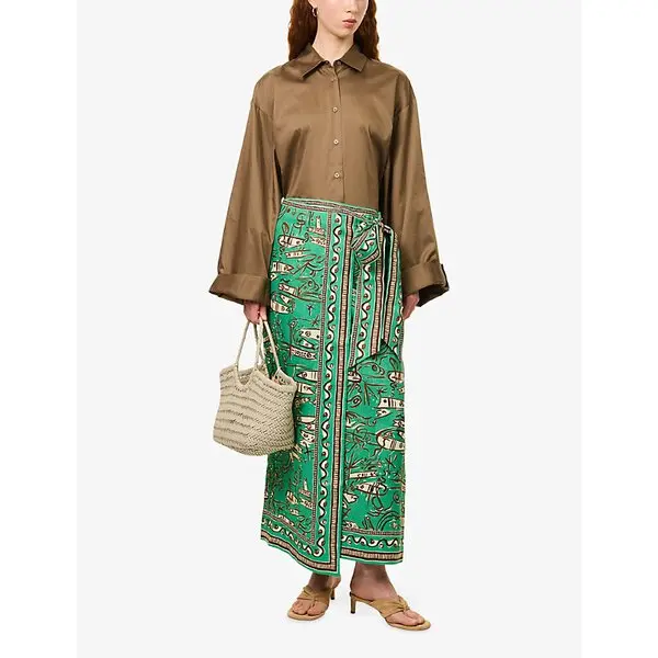 ALEMAIS Fish Sticks Linen Sarong Skirt