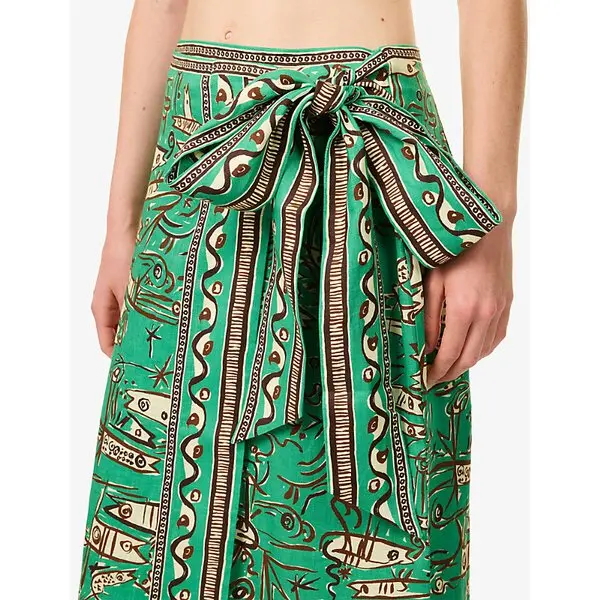 ALEMAIS Fish Sticks Linen Sarong Skirt
