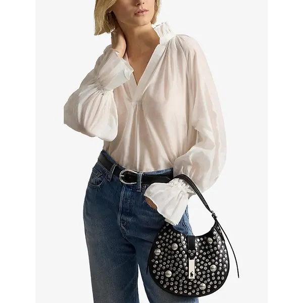 Polo Ralph Lauren Id Studded Leather Shoulder Bag