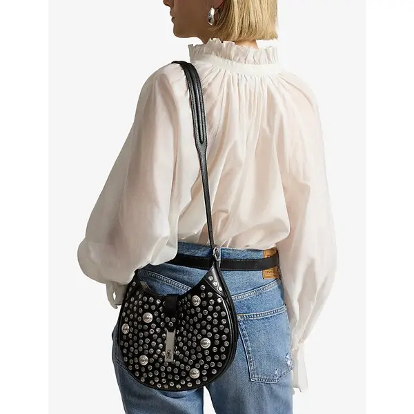 Polo Ralph Lauren Id Studded Leather Shoulder Bag