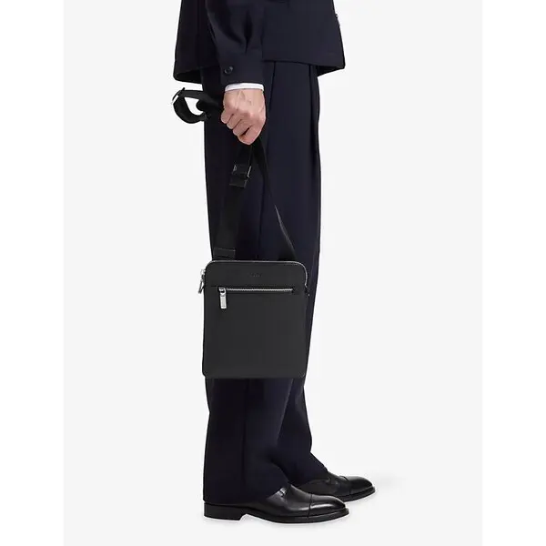BOSS Logo-deed Leather Cross-body Bag