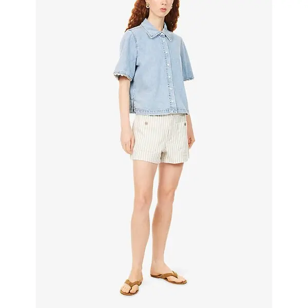 FRAME Crochet Trimmed Denim Shirt