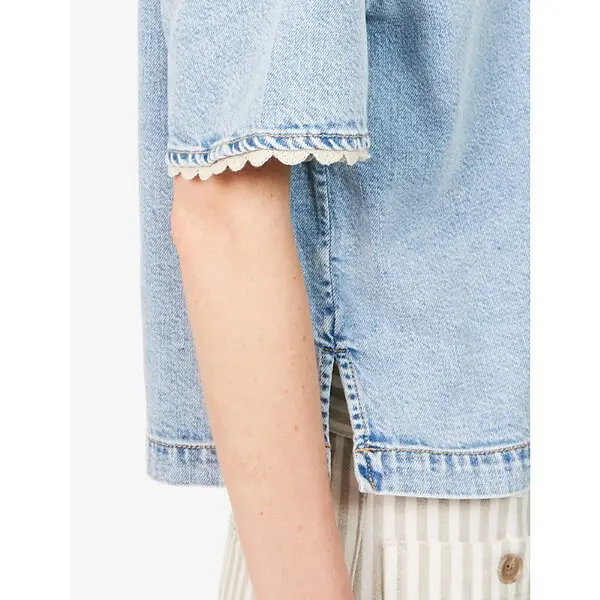FRAME Crochet Trimmed Denim Shirt