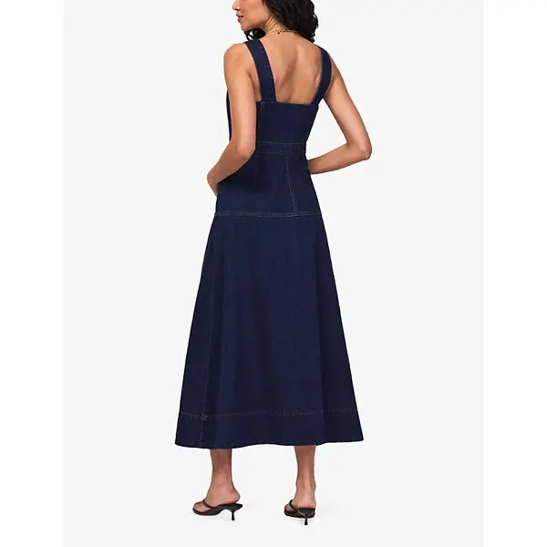 RO&ZO Zip-front Sleeveless Denim Midi Dress