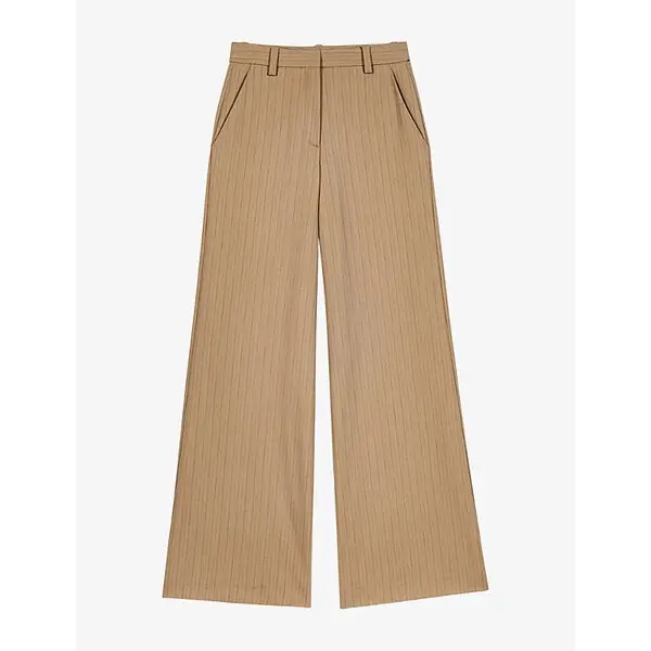 Maje Pinstriped Flared-leg Wool-blend Trousers