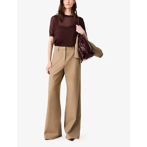 Maje Pinstriped Flared-leg Wool-blend Trousers