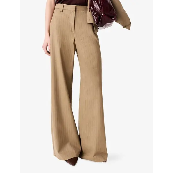 Maje Pinstriped Flared-leg Wool-blend Trousers