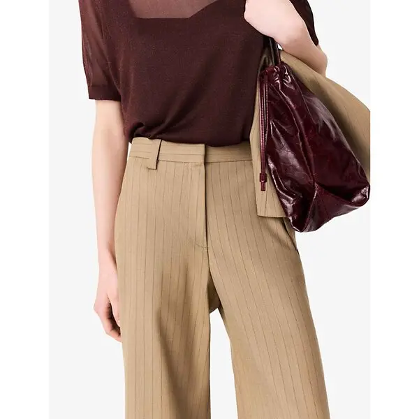 Maje Pinstriped Flared-leg Wool-blend Trousers