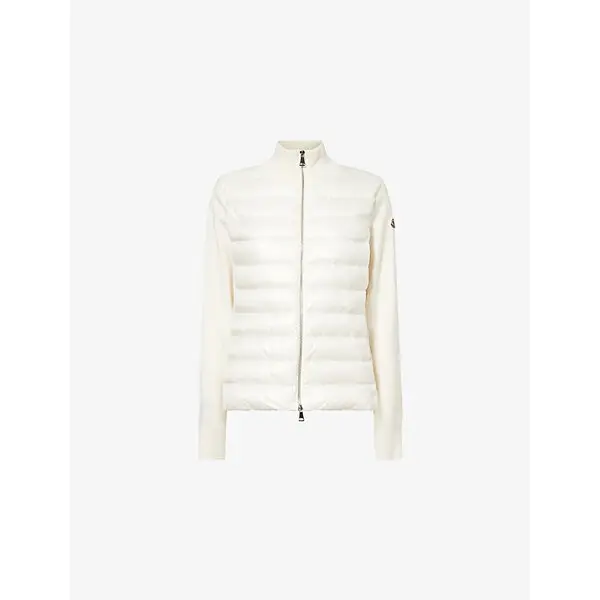 Moncler Hybrid Nylon-wool Down Cardigan - White