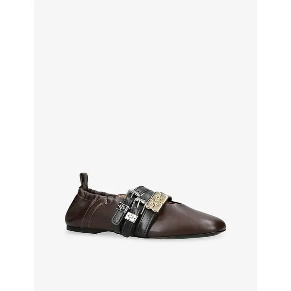 GANNI Sue Triple Leather Ballet Pumps