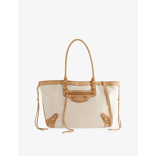 Balenciaga Le City Beach Medium Cotton-canvas Tote Bag - Natural/camel