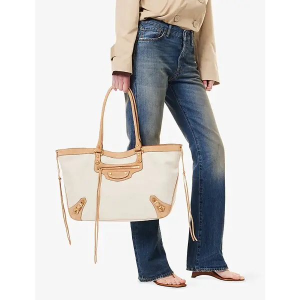 Balenciaga Le City Beach Medium Cotton-canvas Tote Bag - Natural/camel