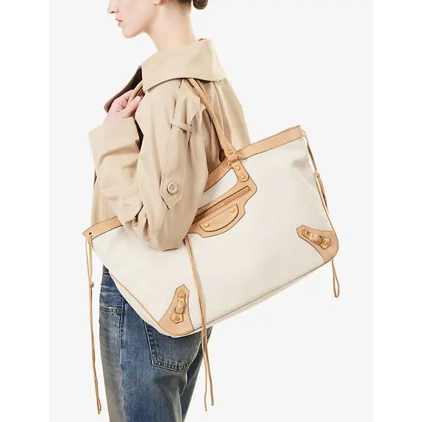 Balenciaga Le City Beach Medium Cotton-canvas Tote Bag - Natural/camel