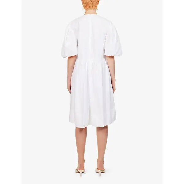 Simone Rocha Cotton Mini Dress With Puff Sleeves And Bow Detail - White