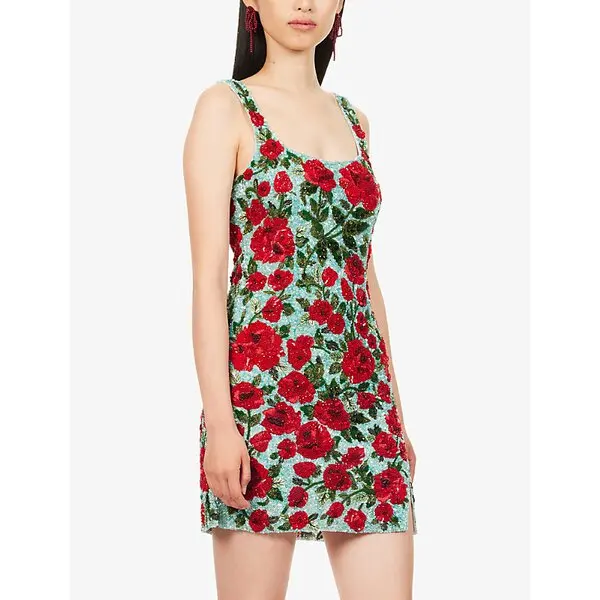 LA FUORI Floral Embellished Mini Dress