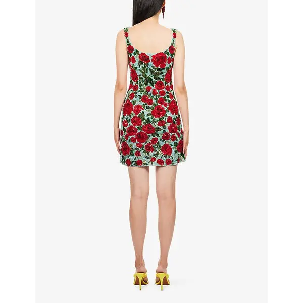 LA FUORI Floral Embellished Mini Dress