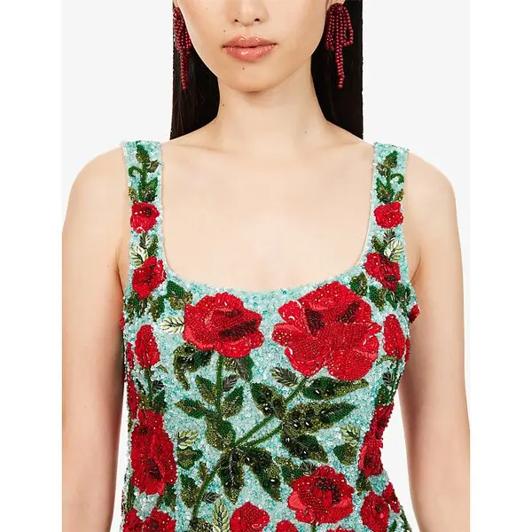 LA FUORI Floral Embellished Mini Dress