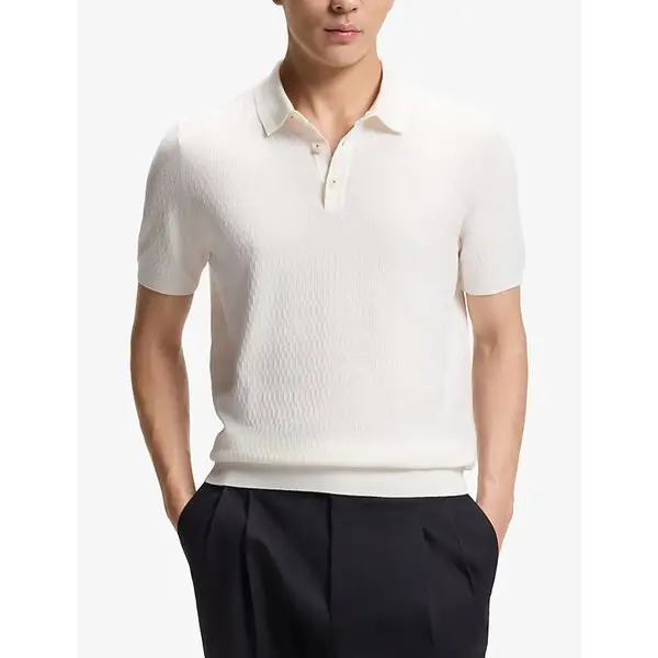 BOSS Jacquard Short-sleeve Knitted Polo Shirt Xxl