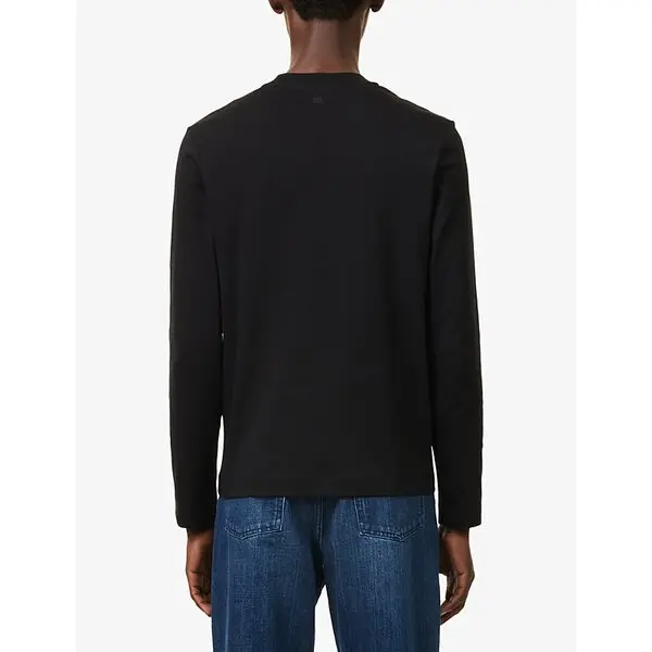 AMI Paris Logo-embroidered Cotton-jersey T-shirt - Noir