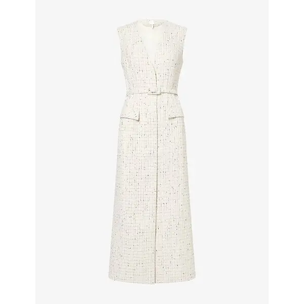 Huishan Zhang Hana Crystal-embellished Tweed Midi Dress - White