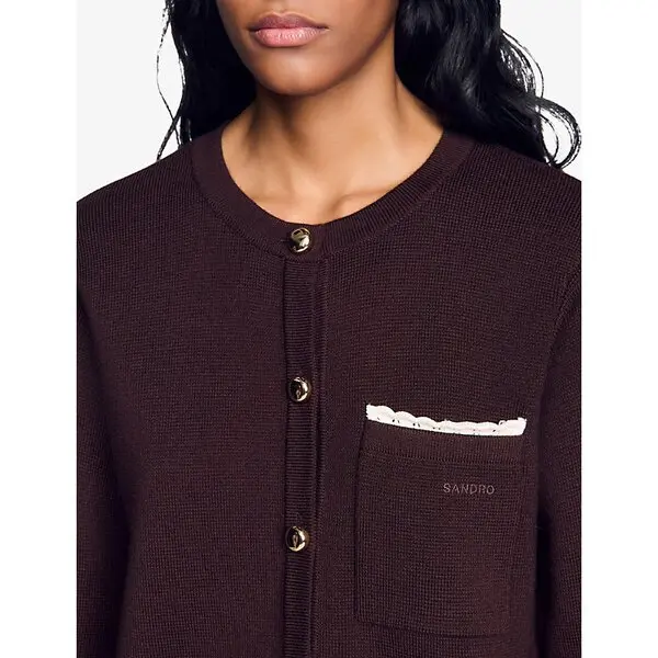 Sandro Lace-trimmed Wool-blend Cardigan