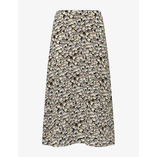 Marni Printed Crepe De Chine Fluid Silk Midi Skirt