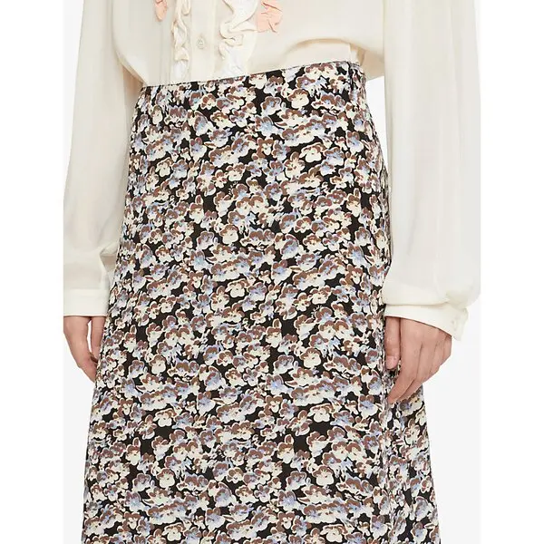 Marni Printed Crepe De Chine Fluid Silk Midi Skirt