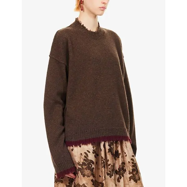 UMA WANG Long-sleeve Raw-edge Cashmere Jumper