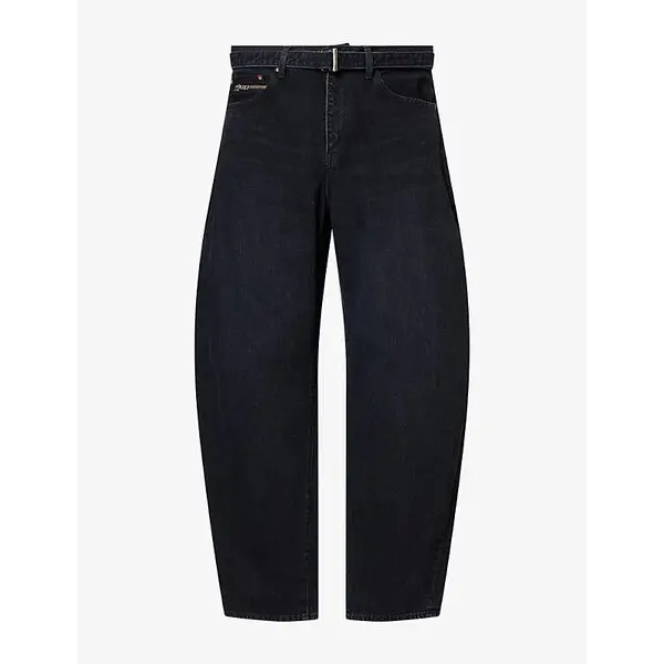 Sacai Belted Barrel-leg Denim Jeans