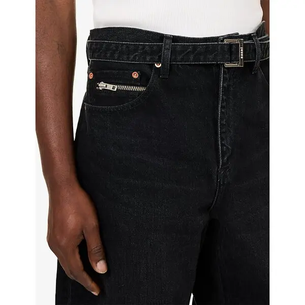 Sacai Belted Barrel-leg Denim Jeans