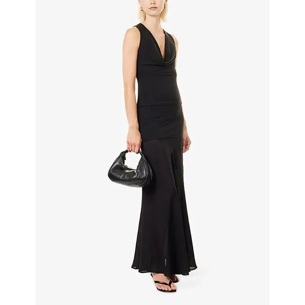 BELLE ANNA Cowl Neck Stretch-jersey Top